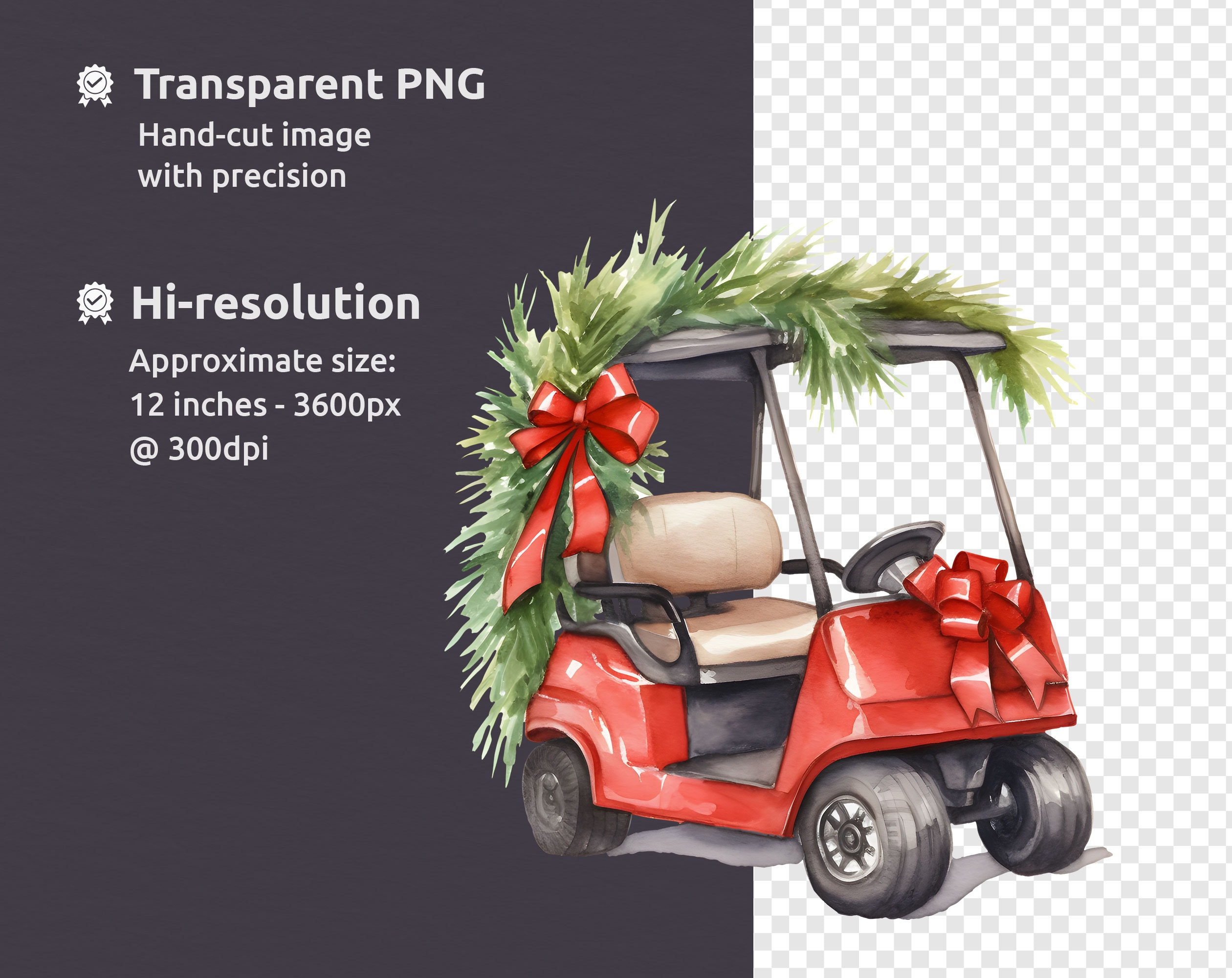 Christmas Decorated Golf Cart Clipart PNG Bundle, Christmas in July ...