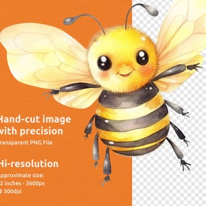 Cute Bees Watercolor Clipart Pack Vol 2, Honey Bee Clipart Png, Baby ...