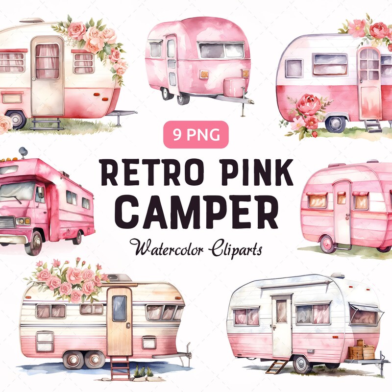 Retro Camper Clipart - Etsy