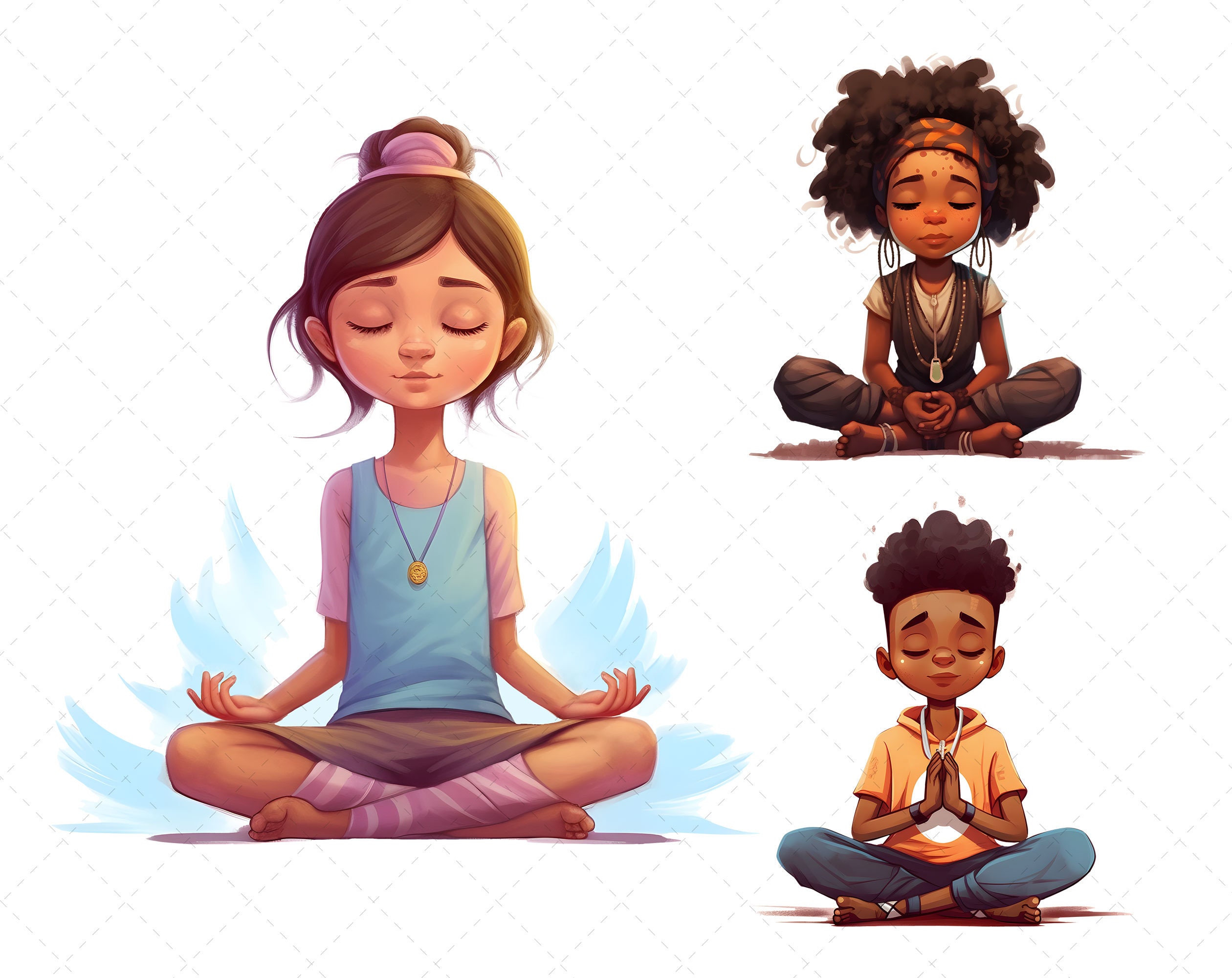 Kid Meditating Clipart Vol-1 Transparent PNG Bundle, Boy and Girl ...