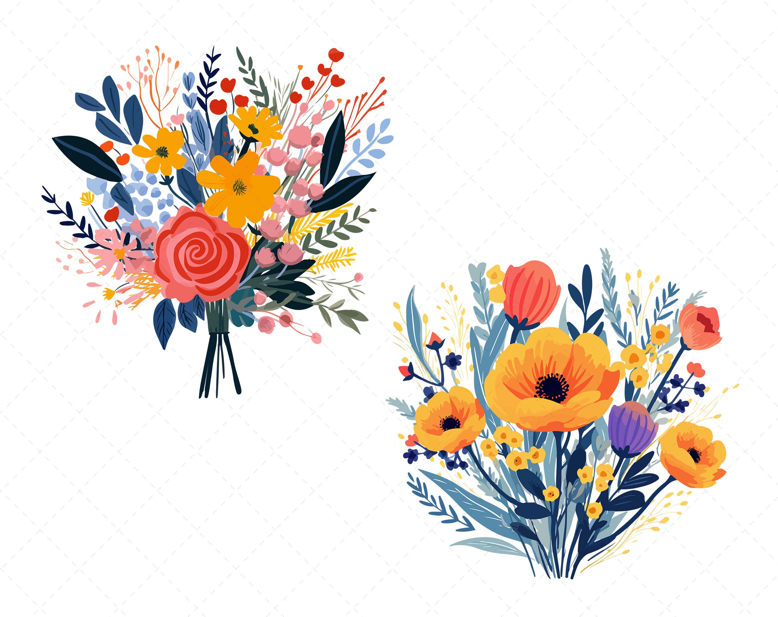 Flowers Bouquet SVG PNG and EPS Vector Clipart Bundle, Matisse Art ...