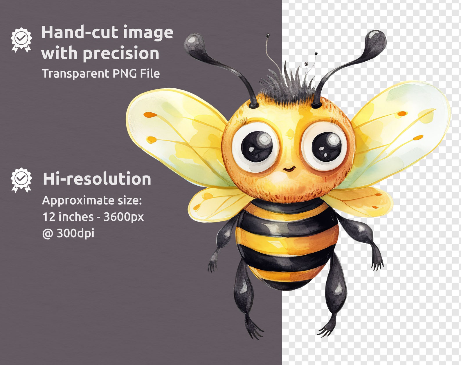 Cute Bees Watercolor Clipart Pack Vol 1, Honey Bee Clipart Png, Baby ...