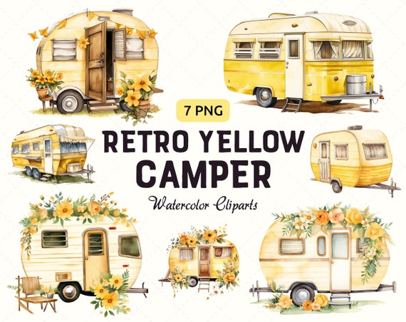 Vintage Trailer Camper Clip Art Vintage Caravan Camper Clipart JW