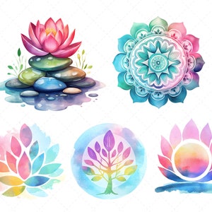 Blissful Yoga Watercolor Clipart Bundle, Pastel Color Yoga PNG ...