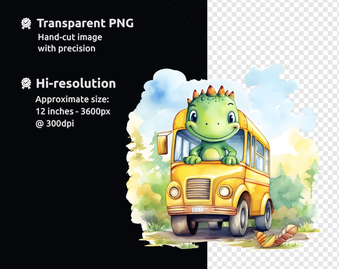 Dinosaur With School Bus Clipart 8 PNG Bundle, School Dino Clip Art ...