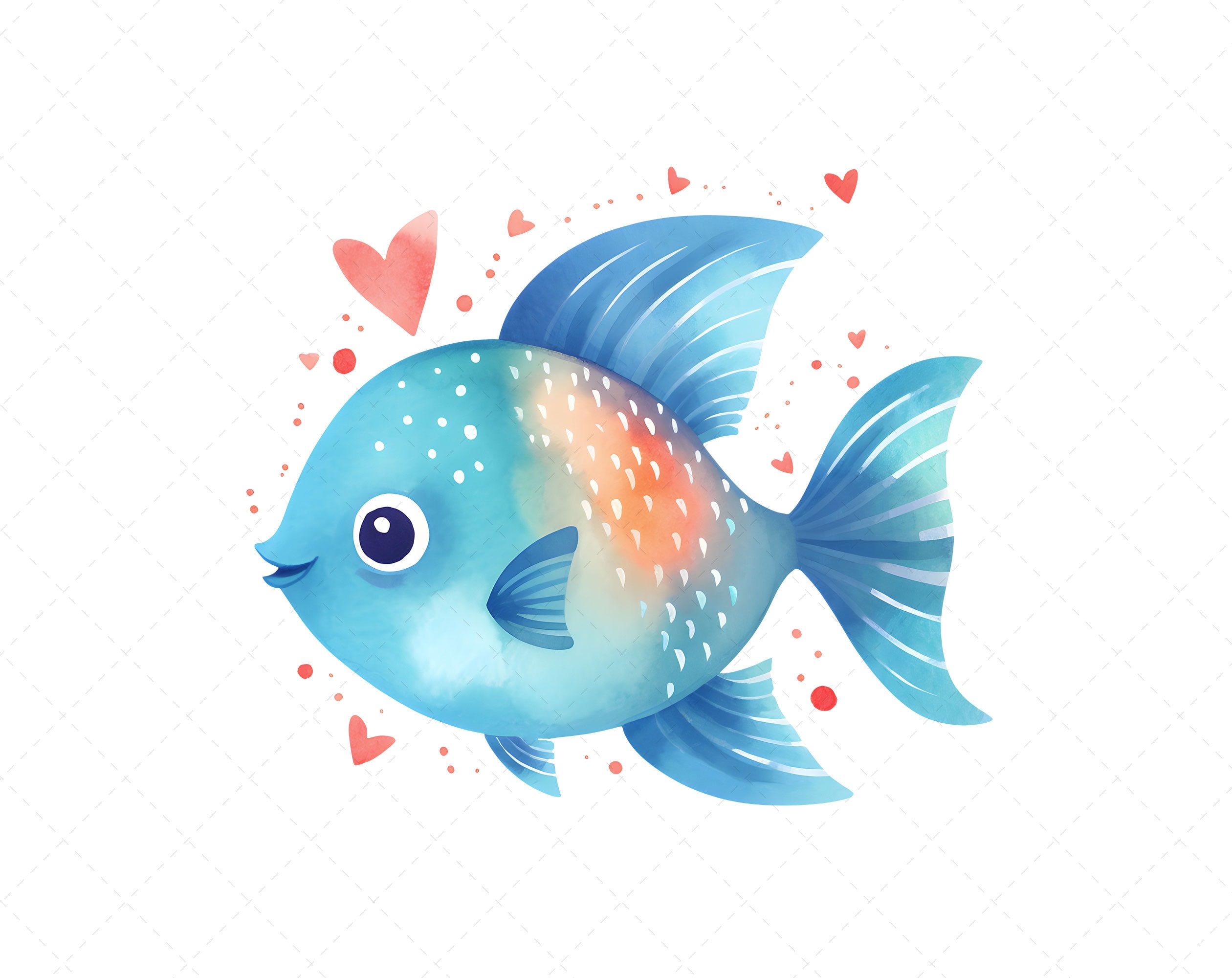 Love Fish Watercolor Clipart Bundle, Valentine's Day Adorable Fishes ...