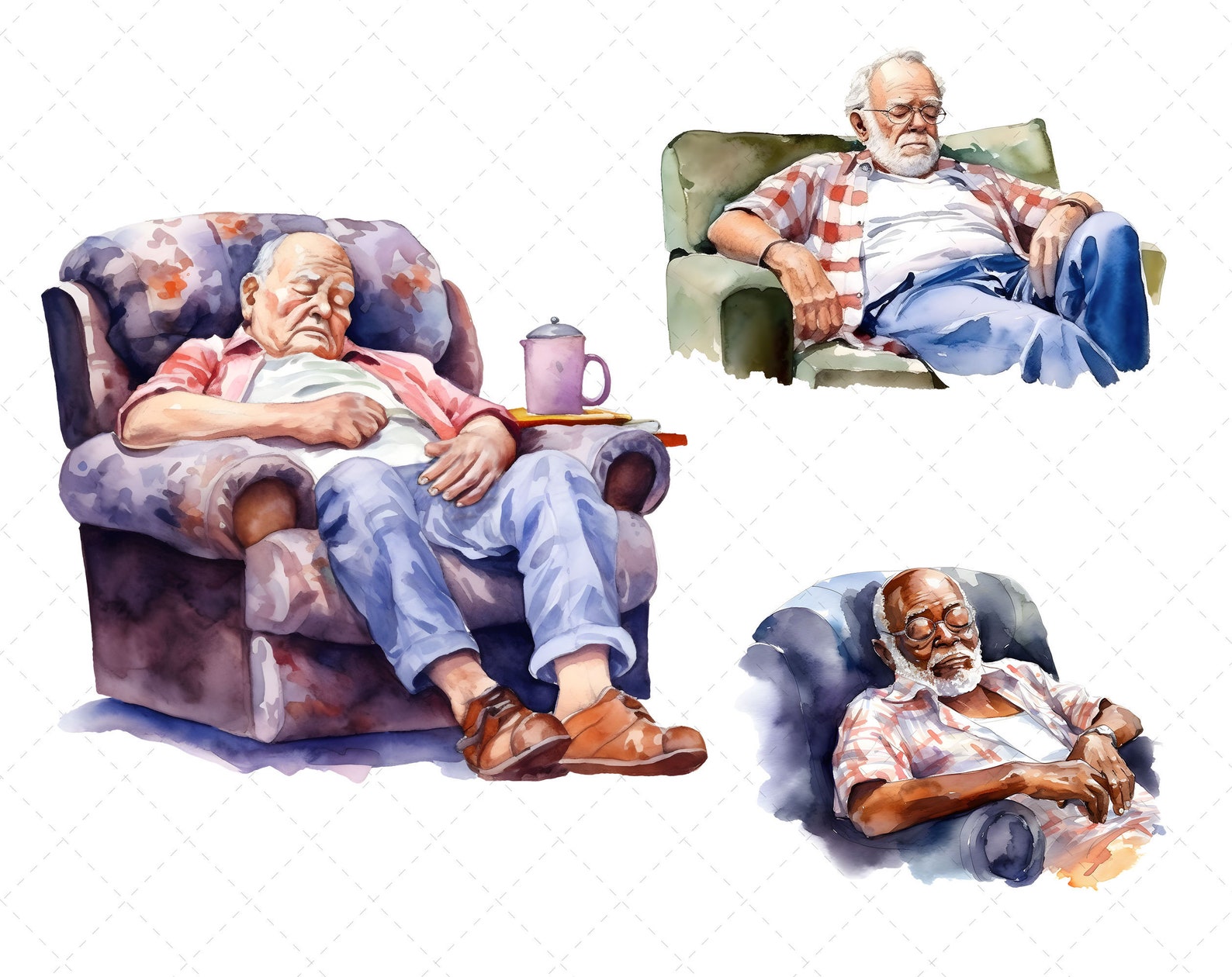 Sleepy Grandpa Clipart Png, Funny Grandfather Clipart, Elderly People ...
