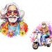 Hippie Grandpa Clipart PNG, Funny Grandfather Watercolor Art Clipart, Elderly PNG Elements, Card ...