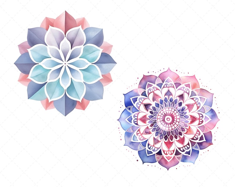 Beautiful Mandalas Watercolor Clipart Bundle Minimalistic - Etsy