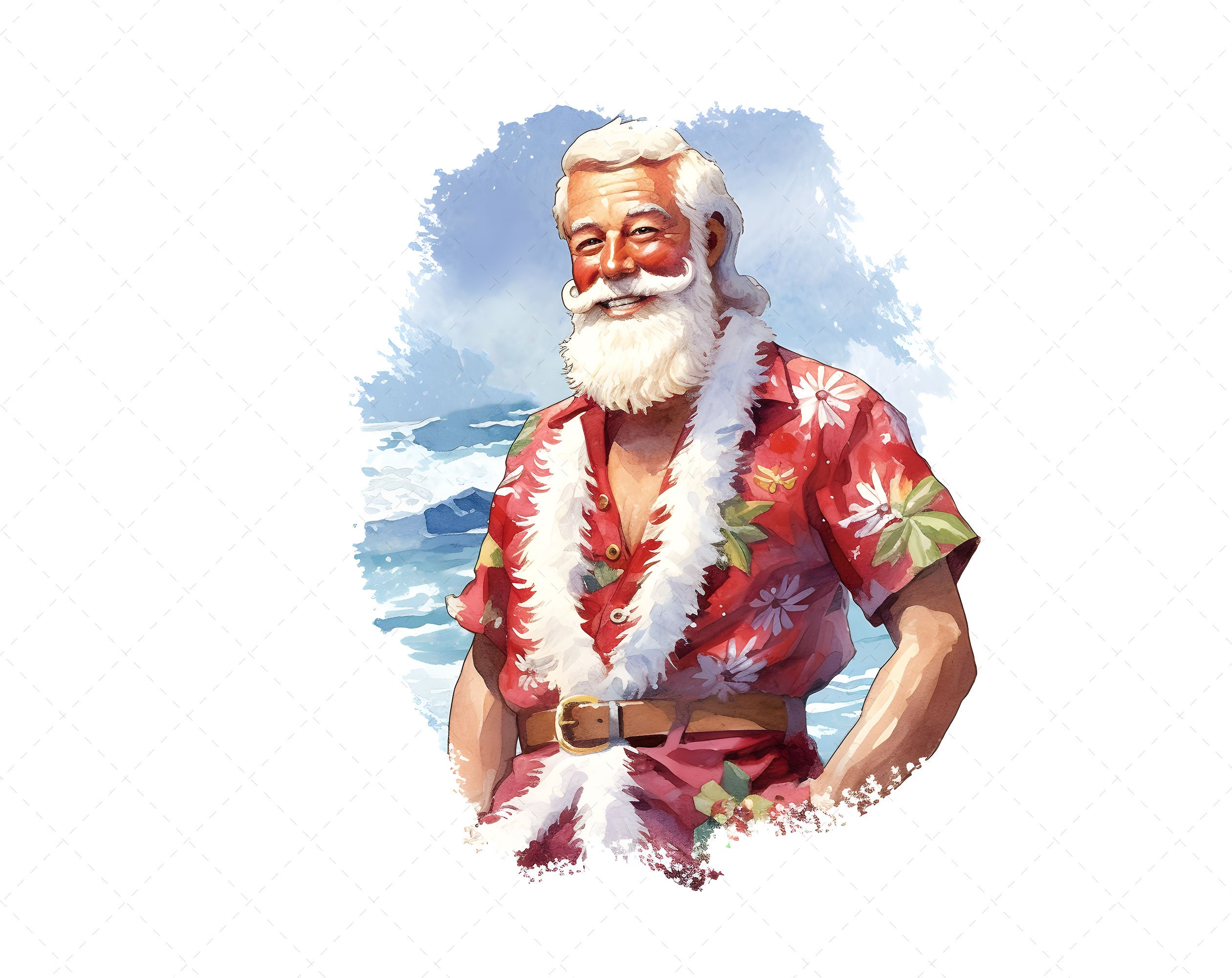Summer Santa Claus Clipart PNG, Christmas in July Clipart Bundle ...