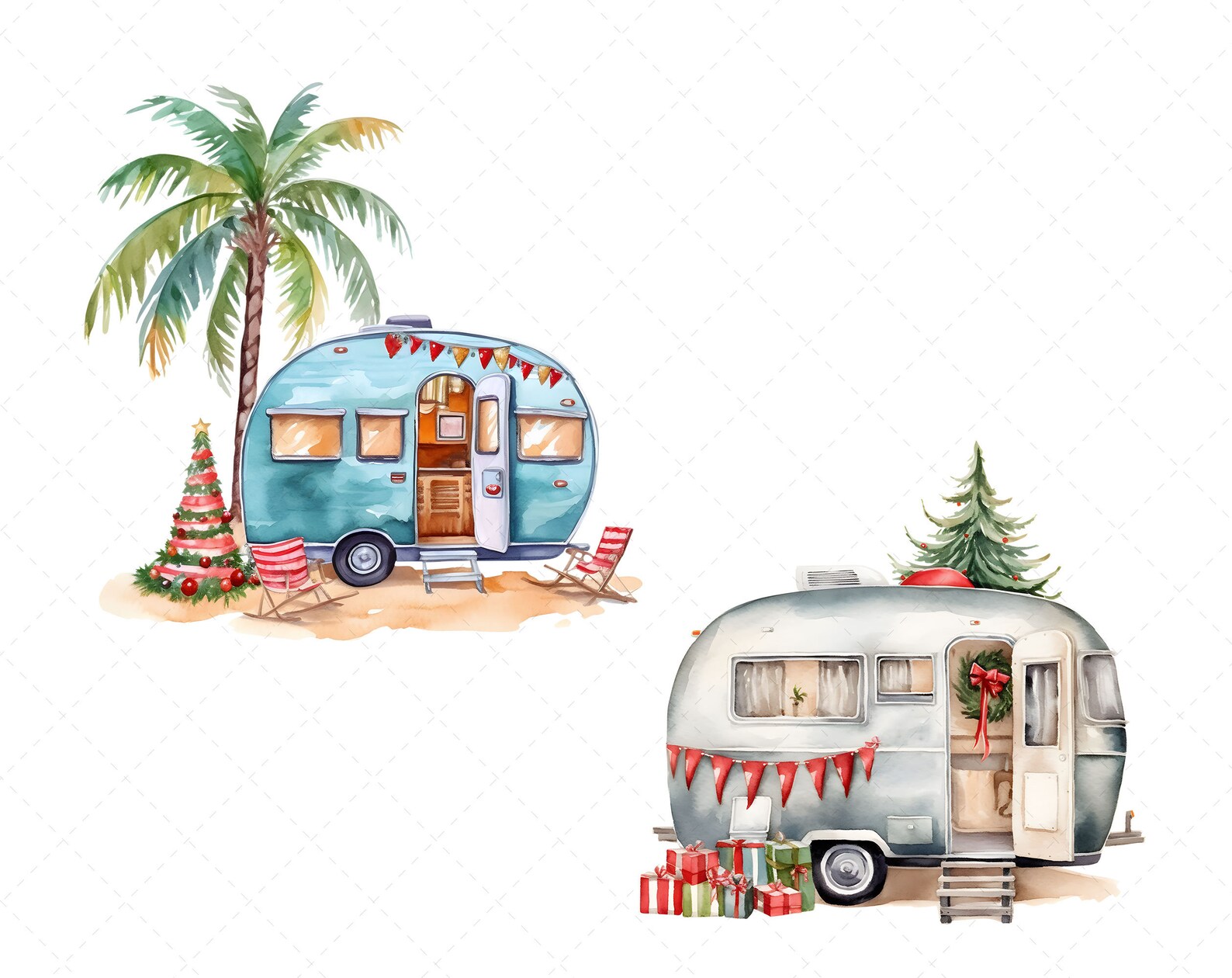 Camper's Christmas Clipart PNG Bundle, Christmas in July Clipart ...