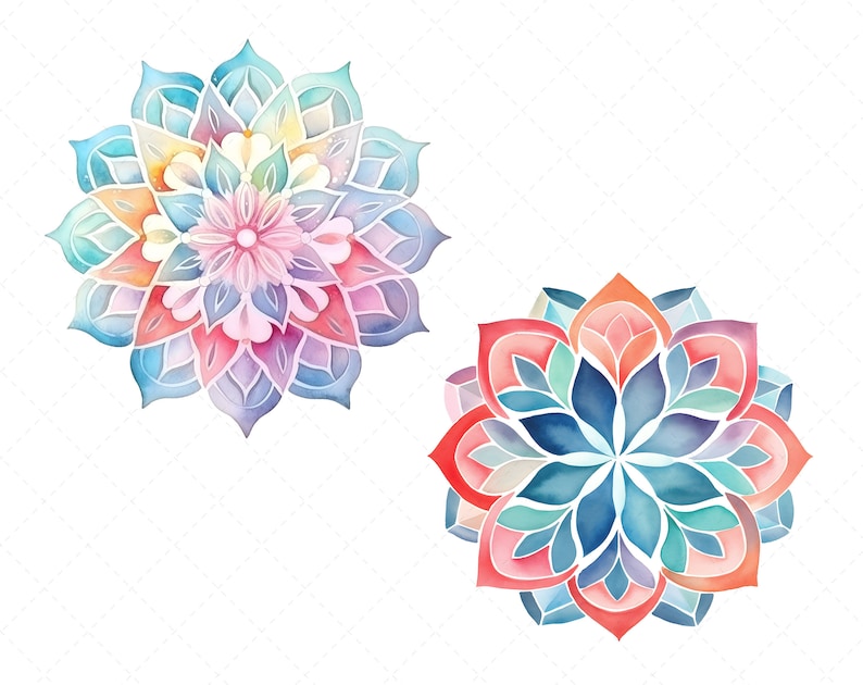 Beautiful Mandalas Watercolor Clipart Bundle Minimalistic - Etsy