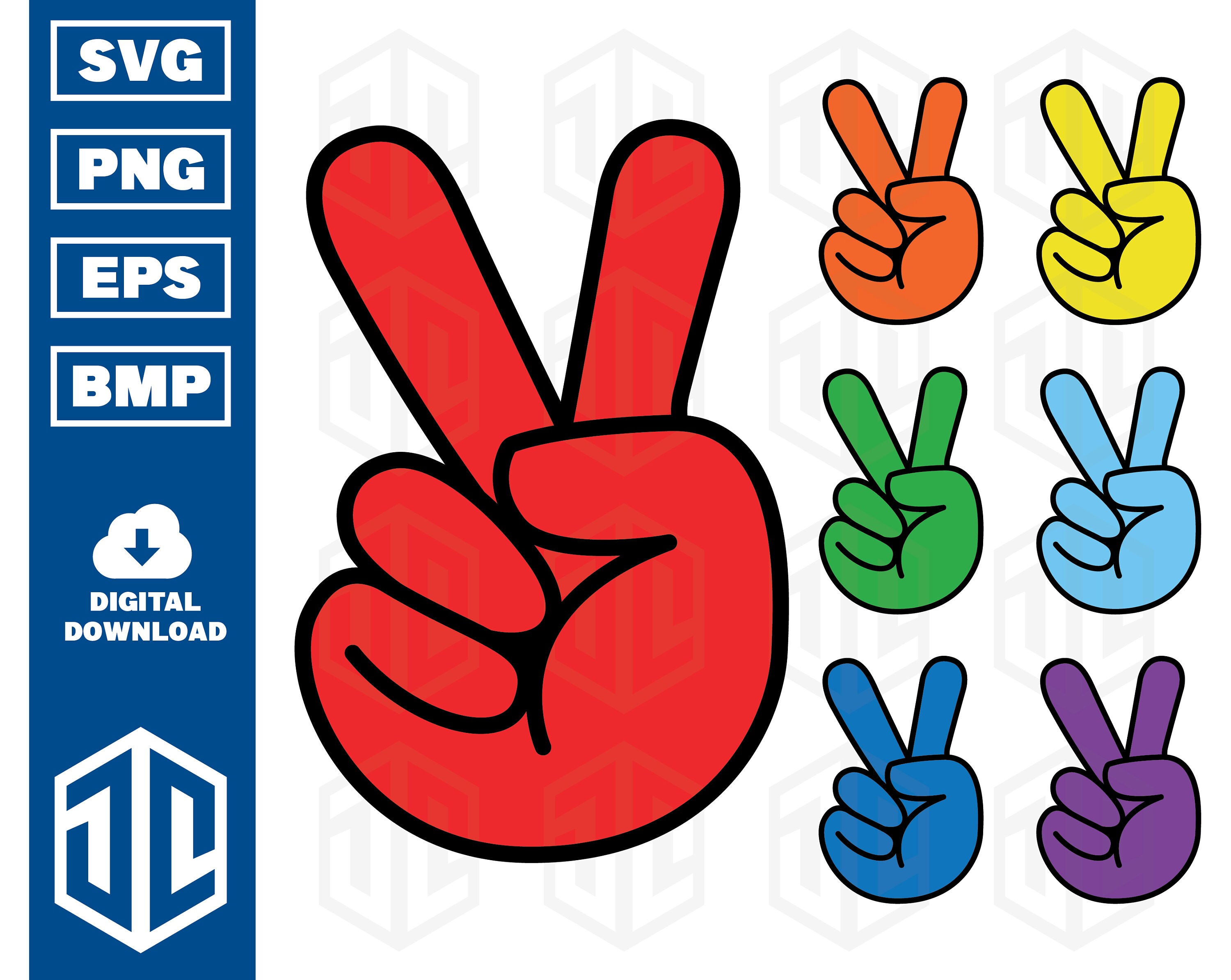 Peace Sign Hand Clipart Peace/love Vector SVG/PNG/EPS/ Files V Sign ...