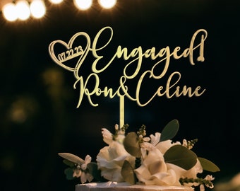 Engagement Cake Topper Engaged Party Decorations Gold - Etsy
