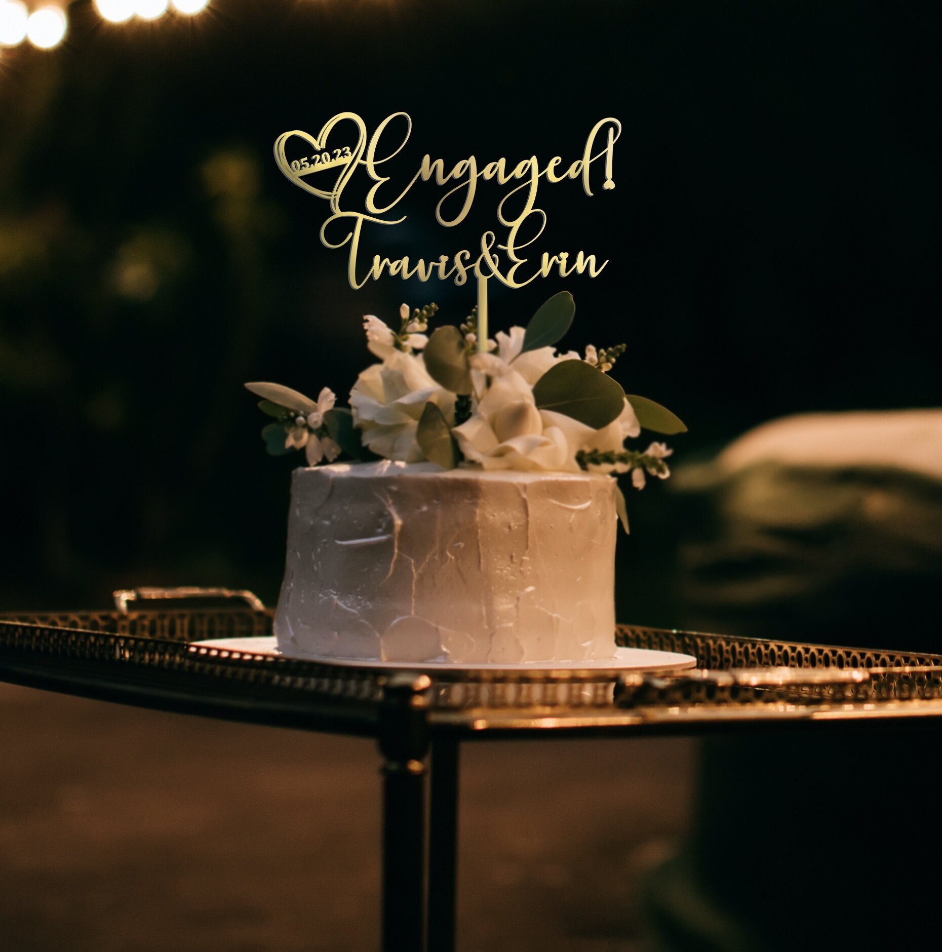 We're Engaged Cake Topper, Rustic Engagement Cake Toppers, Bridal ...