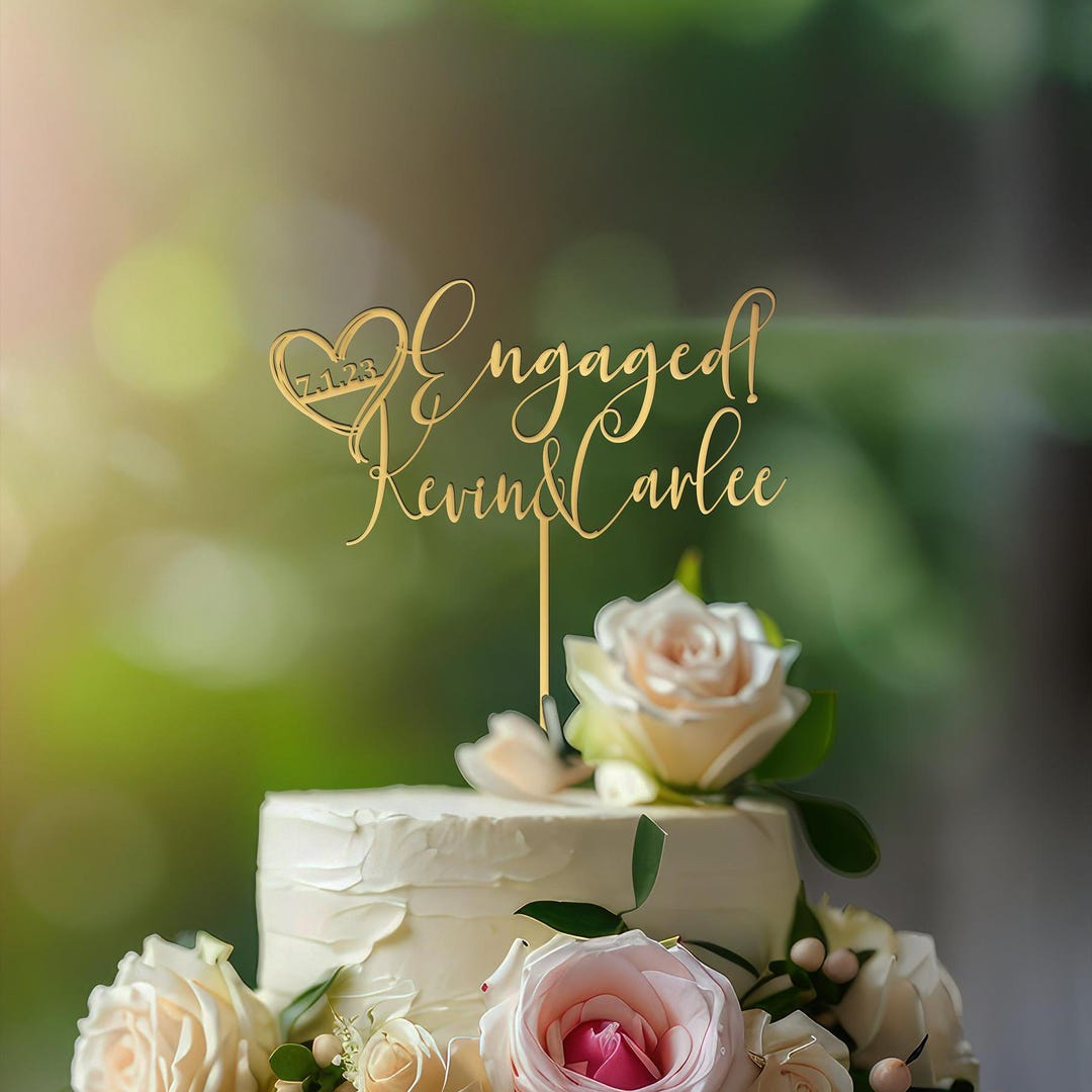 We're Engaged Cake Topper, Rustic Engagement Cake Toppers, Bridal ...