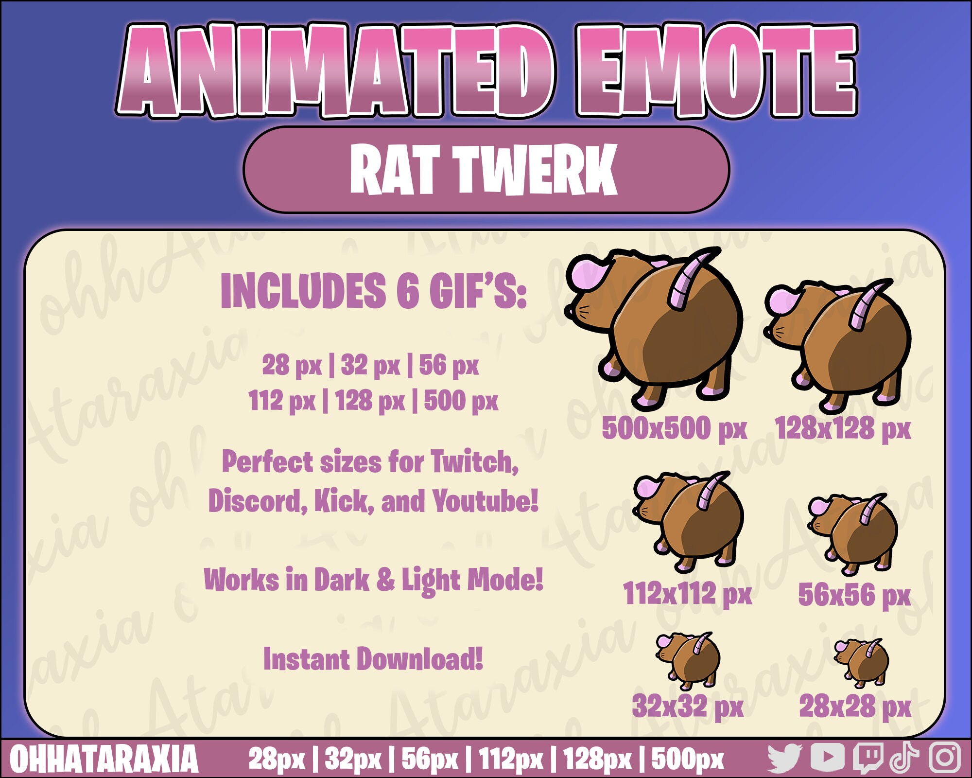 Animated Emote - BROWN Rat/mouse Twerk - Instant Download - Ready to ...