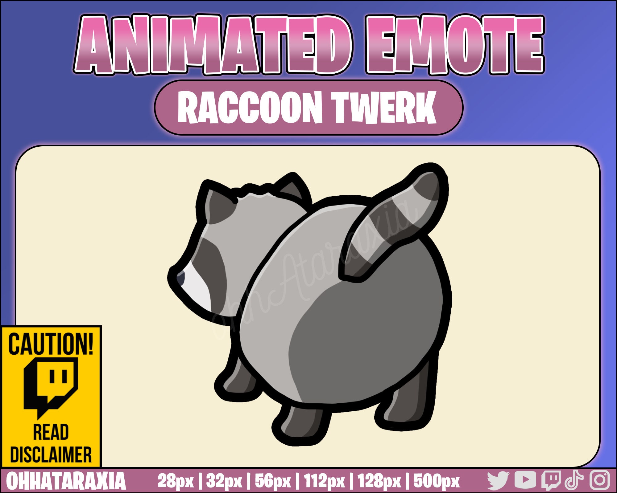 Animated Emote/alert GRAY Raccoon Twerk Instant Download - Etsy