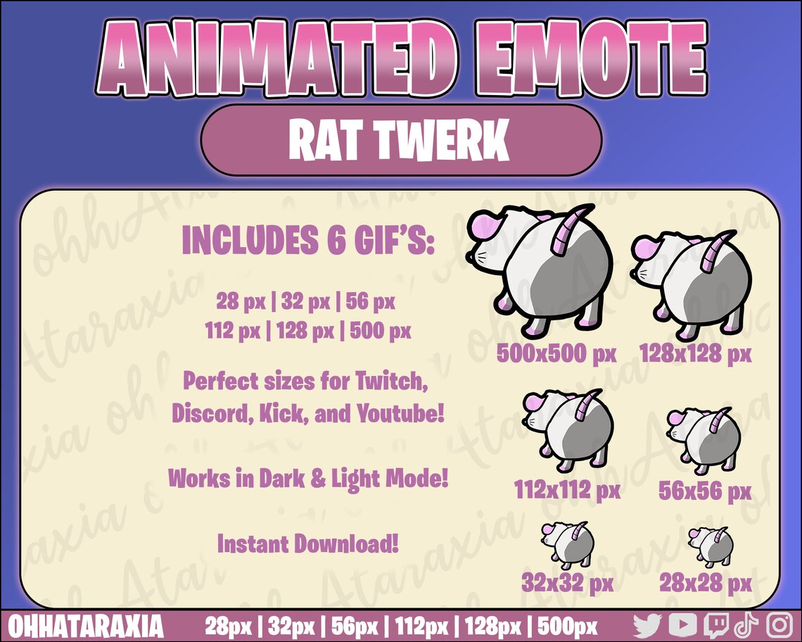 Animated Emote/alert - WHITE Rat/mouse Twerk - Instant Download - Ready ...