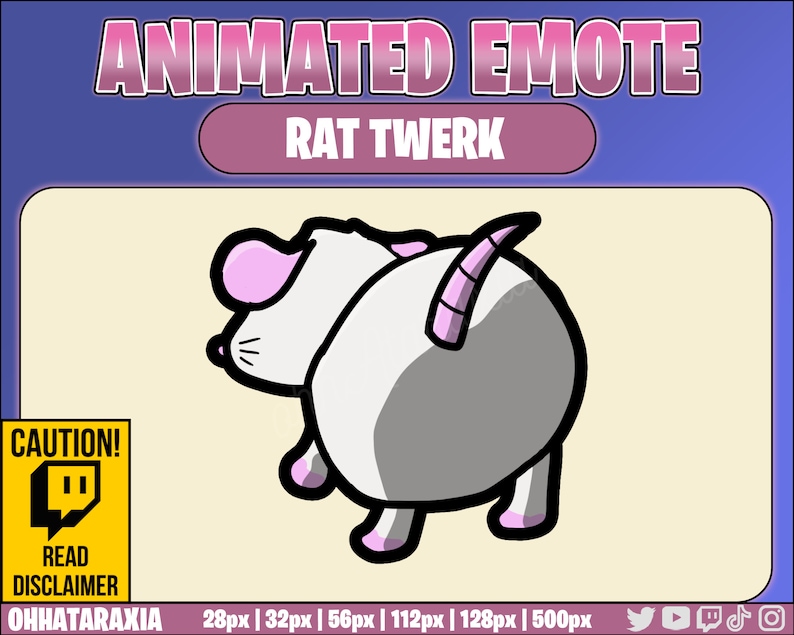 Animated Emote/alert - WHITE Rat/mouse Twerk - Instant Download - Ready ...