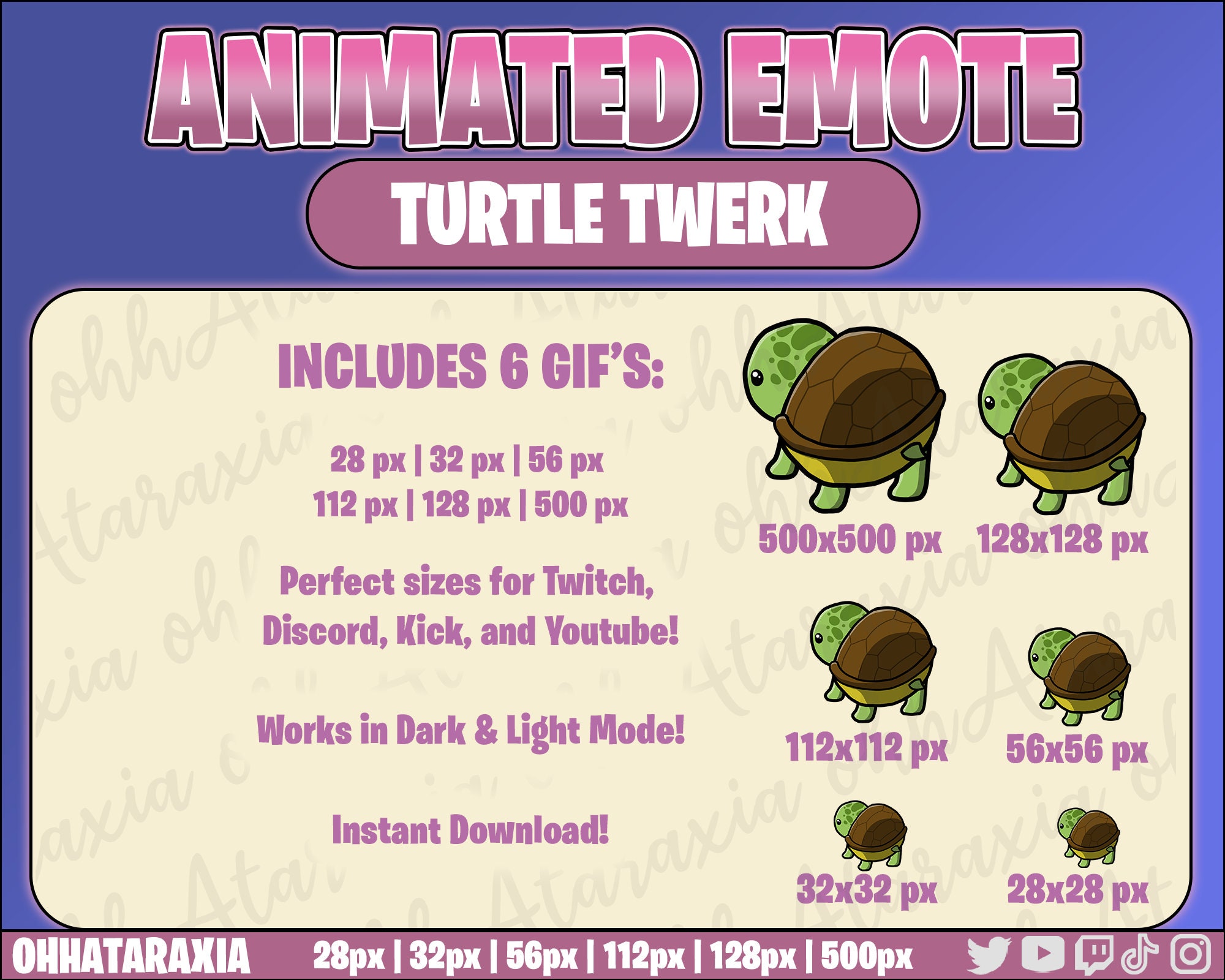 Animated Emote/alert TURTLE Twerk Instant Download Ready to Use - Etsy