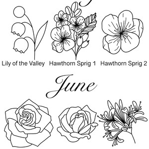 Birth Month Flower Bouquets: One Line Drawing, Personalized Drawing ...