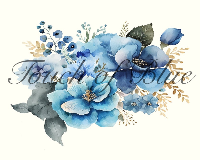 Blue Floral Clipart - Watercolor Floral Clipart - Iris - Floral Clipart ...