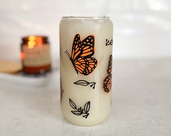 Monarch Butterfly Glass, Monarch Can Glass, Orange Monarch Butterfly ...