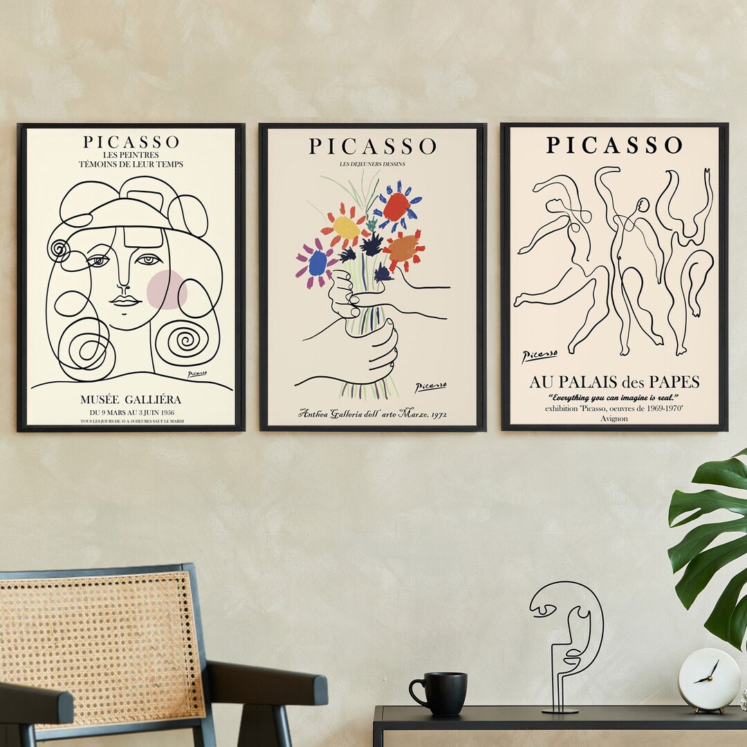 Exhibition Set of 3 Artist Poster Picasso Wall Art Poster - Etsy