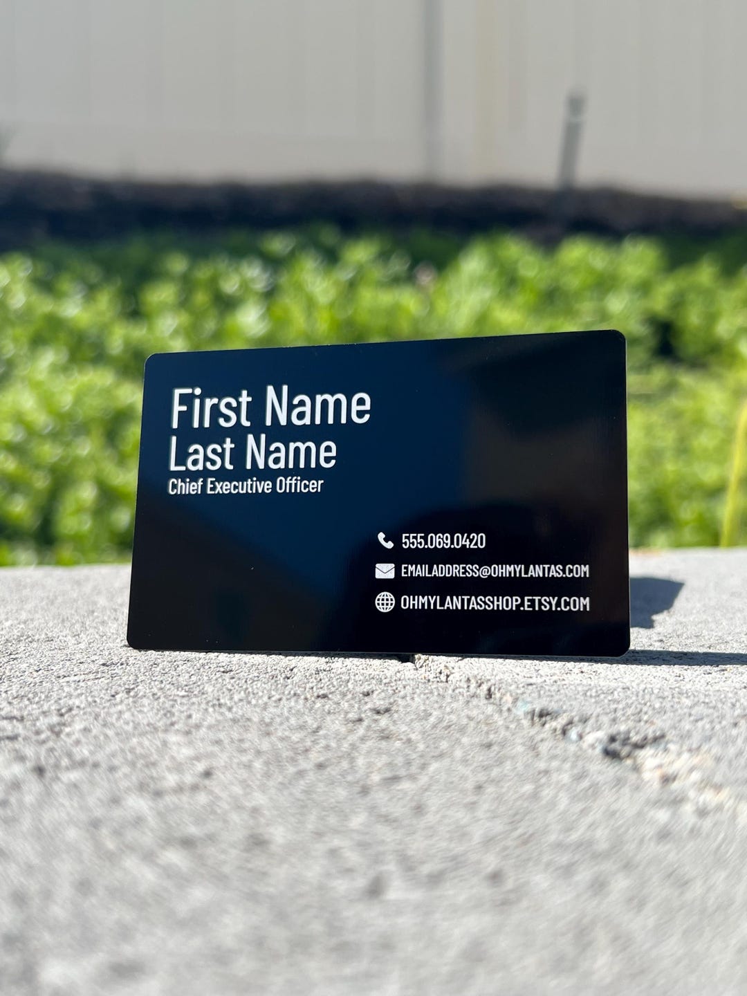 Laser Engraved Metal Business Cards | Black Aluminum, Personalized 0 ...