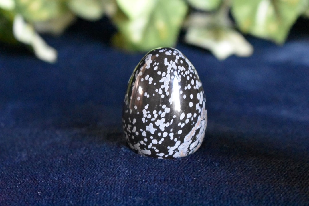 Snowflake Obsidian Egg | Polished Obsidian - Etsy