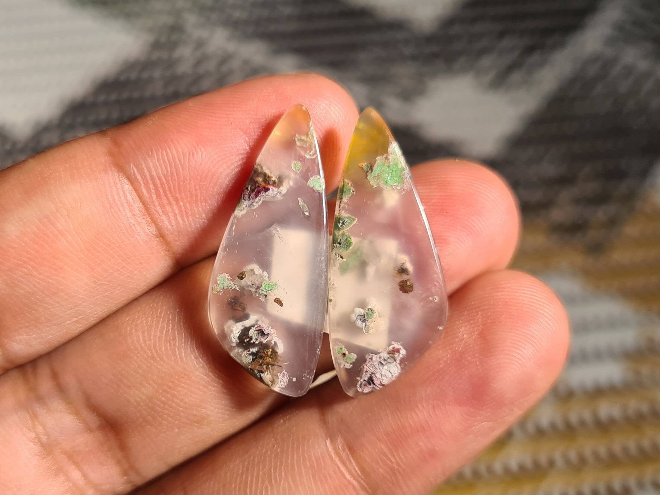 Confetti Chrysocolla With Copper Pair Confetti Chrysocolla - Etsy