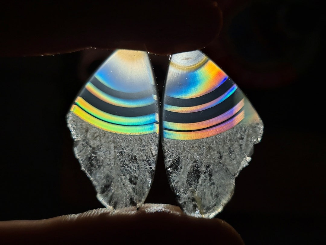 Beautiful Iris Rainbow Agate Pair | Rainbow Iris Agate Pearshape - Etsy