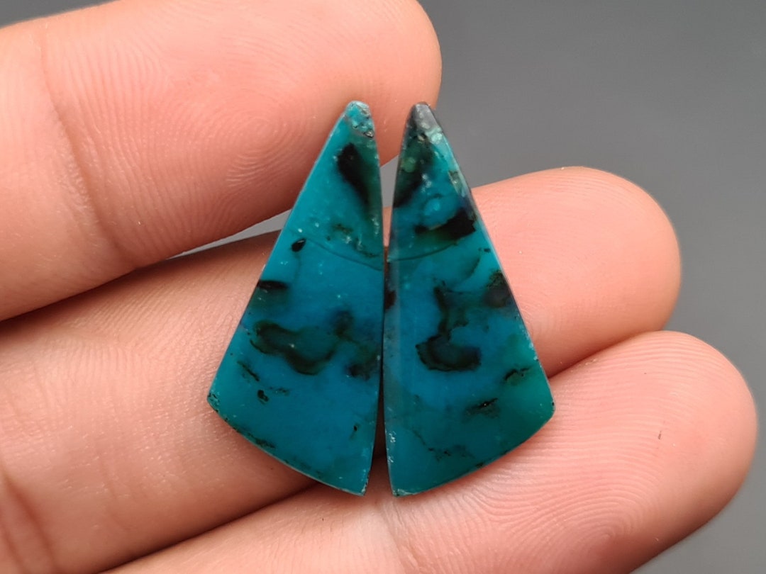 Gem Silica Chrysocolla Pair - Precious Blue Chrysocolla Gemstone Set - Etsy