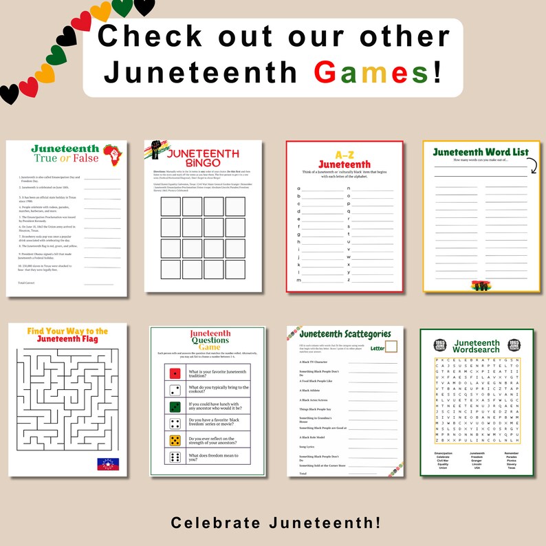 JUNETEENTH GAME Juneteenth Trivia Juneteenth Activity Printable Game ...