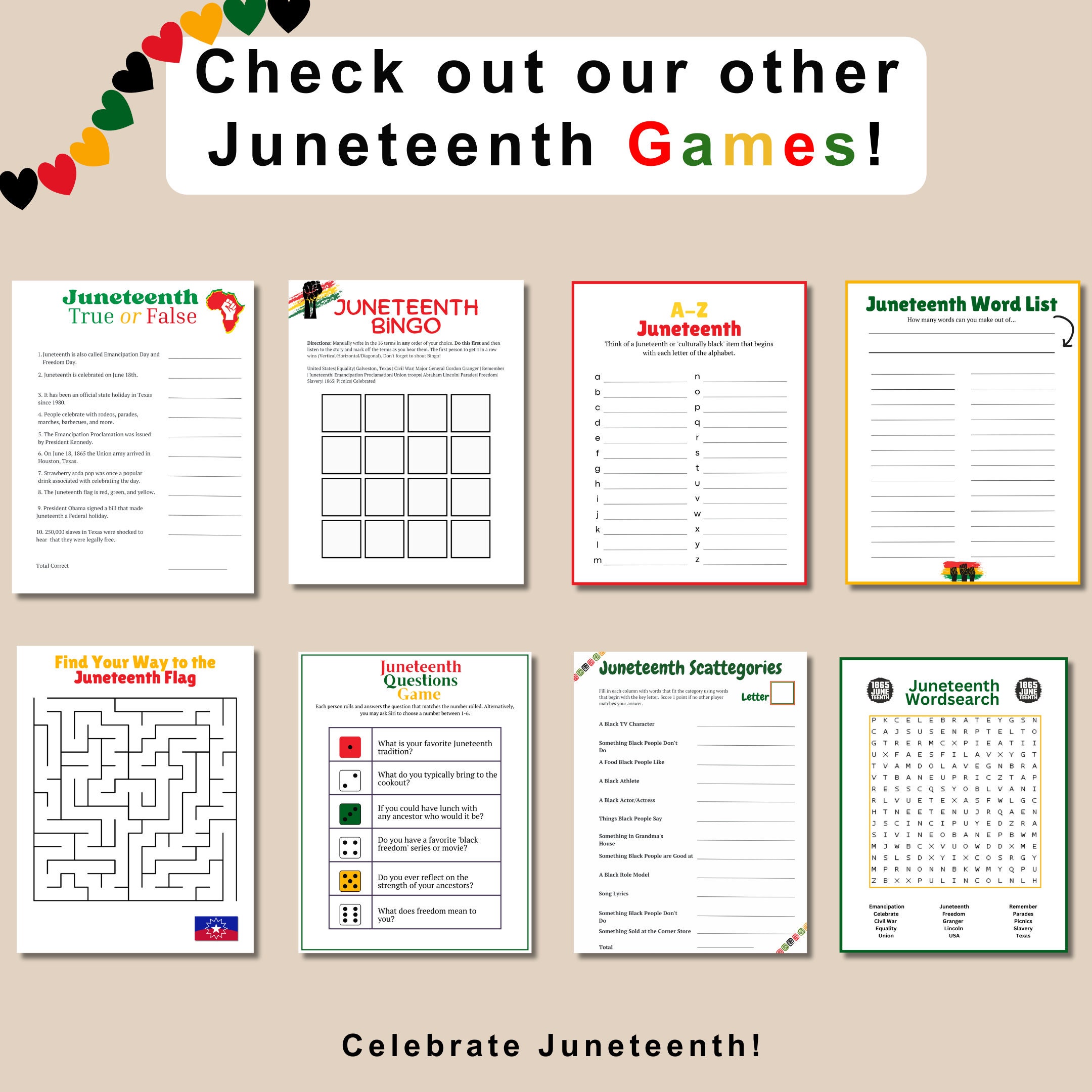 JUNETEENTH GAME Juneteenth Trivia Juneteenth Activity Printable Game ...