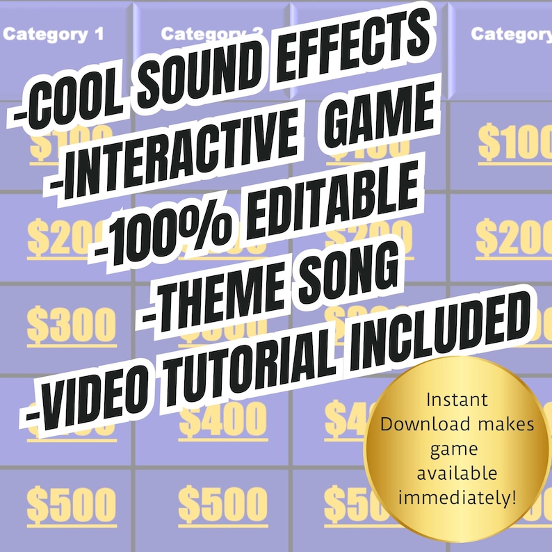 Customizable Jeopardy Powerpoint Template: Game Show for All Occasions (editable Download) - Etsy