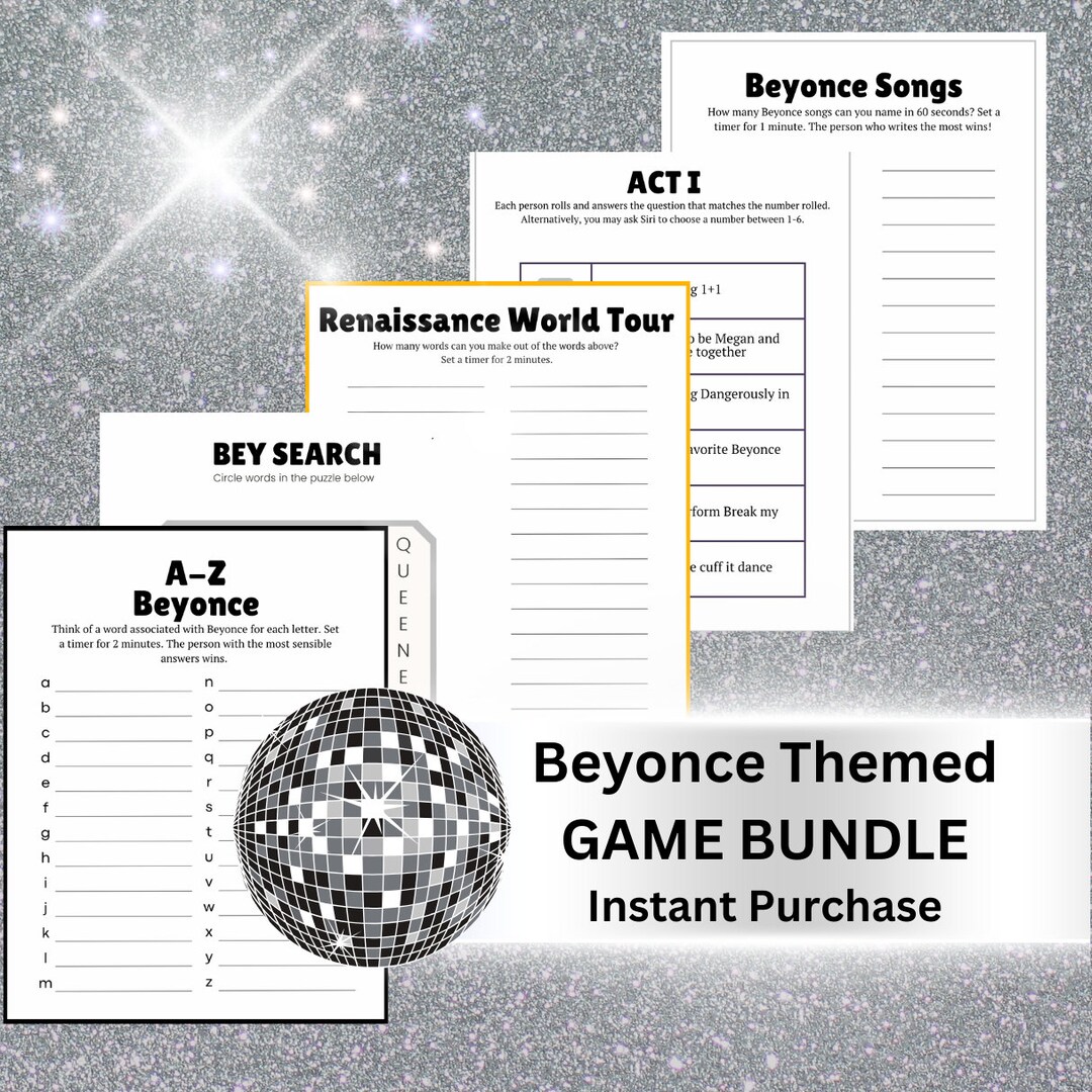 BEYONCE ACTIVITY GAMES Renaissance Theme Game Bundle Beyonce ...