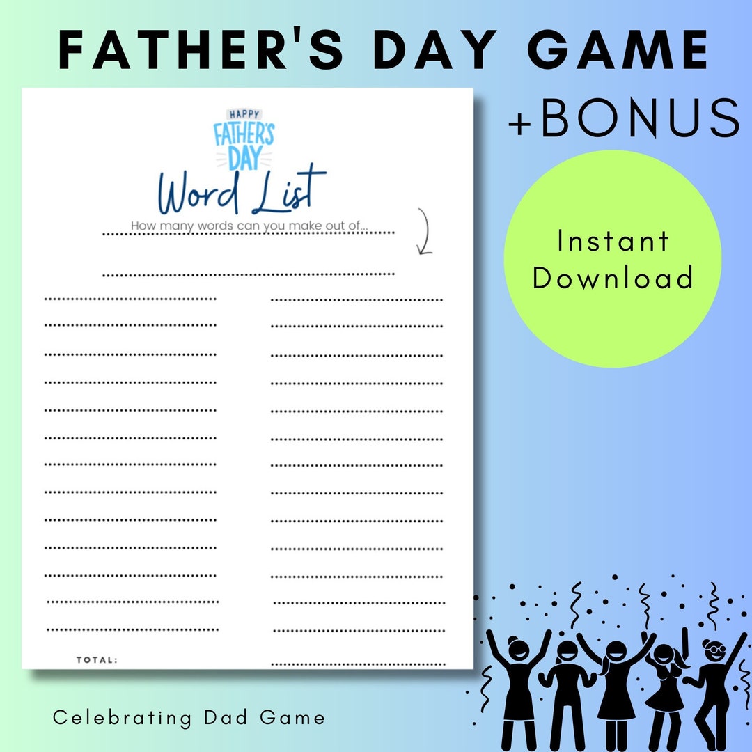 Father's Day Word Game: Fun Printable Family Activity (PDF Download) - Etsy