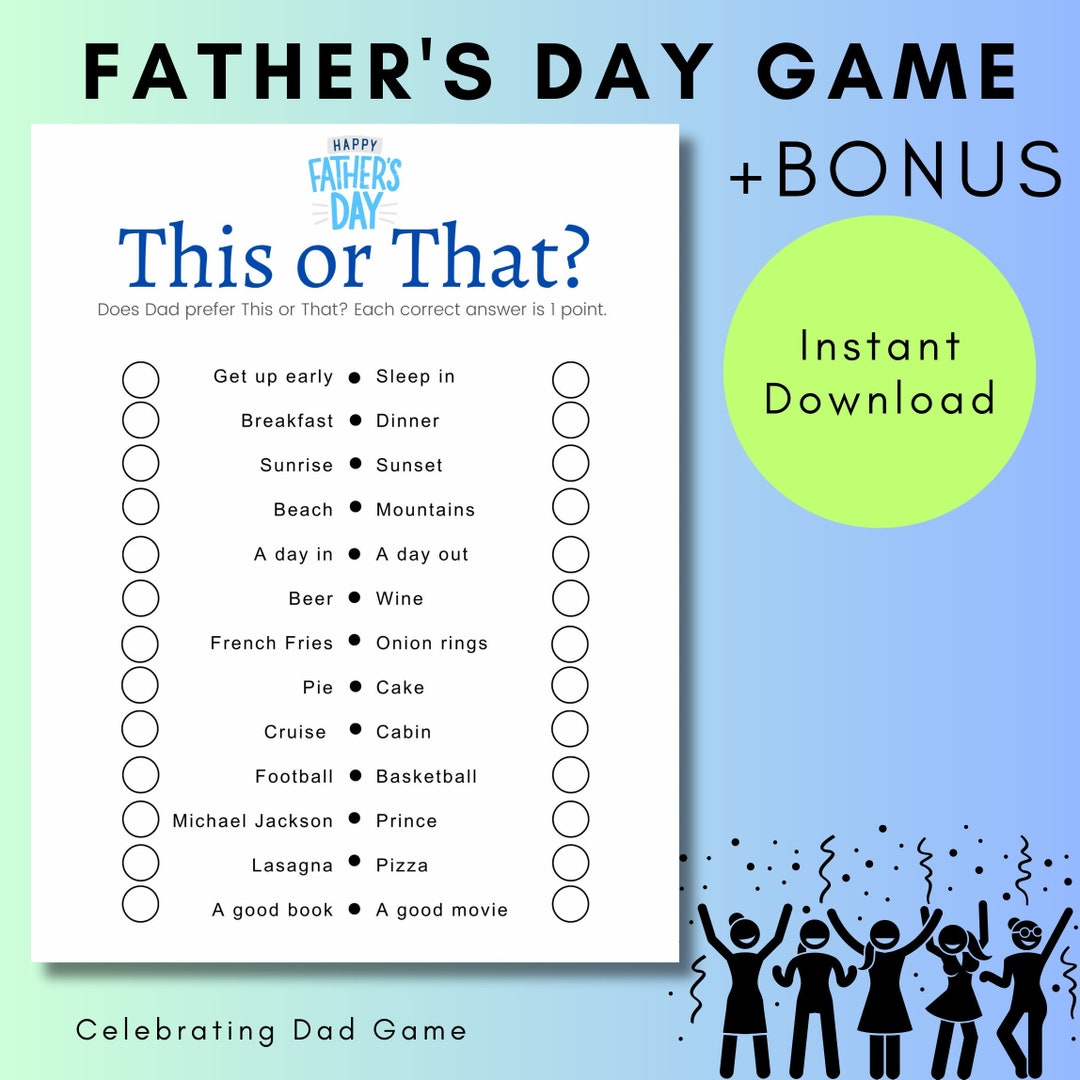 Fathers Day Game Fun Father Day Game for Fathers Day This or That Game ...