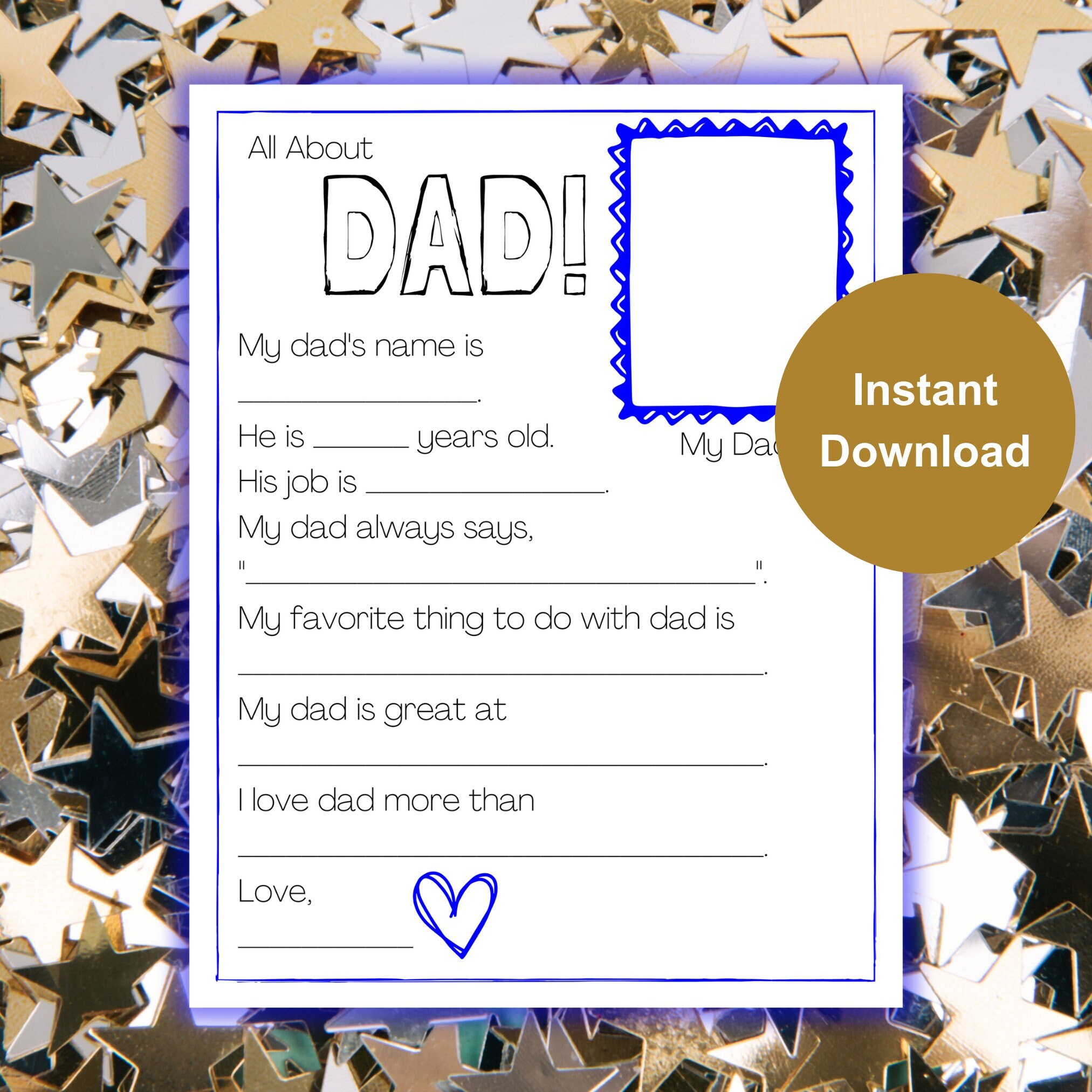 All About Dad Fathers Day Gift All About My Dad Game Kids Fun Game for ...