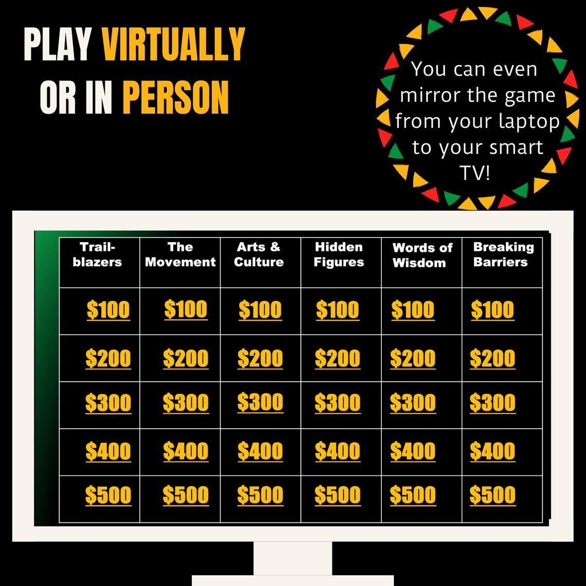 BLACK HISTORY JEOPARDY, Black History Game, Black Trivia, Black Game ...