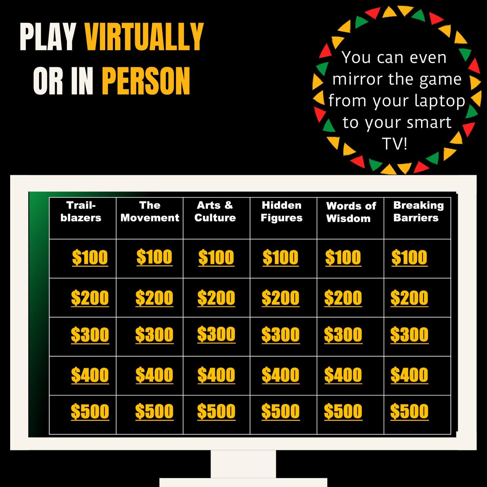 BLACK HISTORY JEOPARDY, Black History Game, Black Trivia, Black Game ...