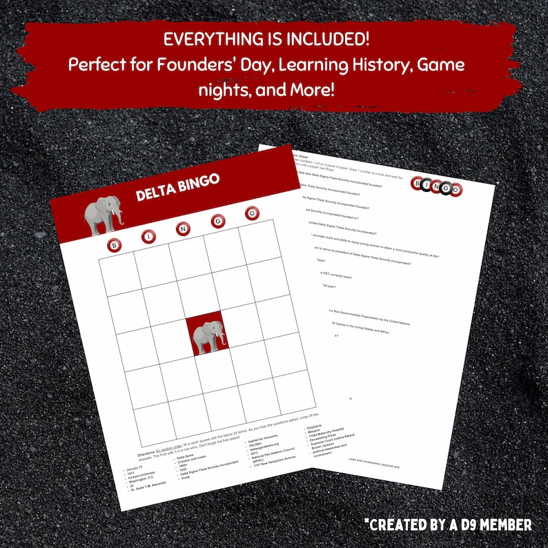 Delta Sigma Theta Bingo Game: Founders' Day Activity (digital Download ...