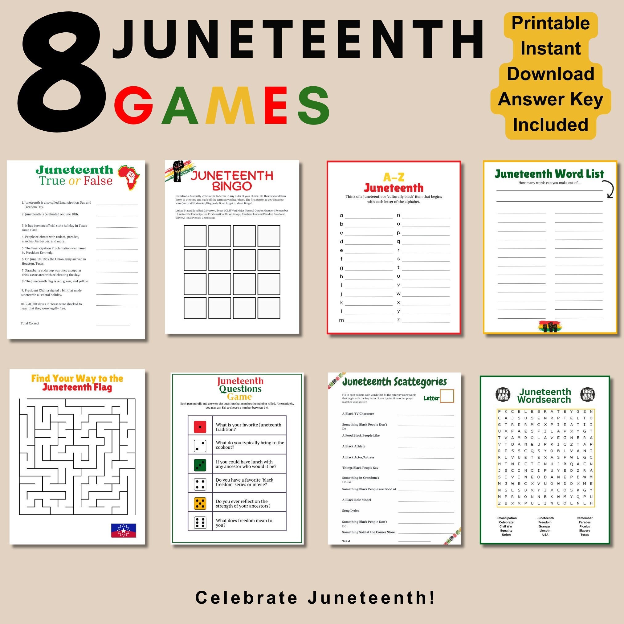 Juneteenth Activities For Kids Juneteenth Trivia Game Juneteenth Quiz ...