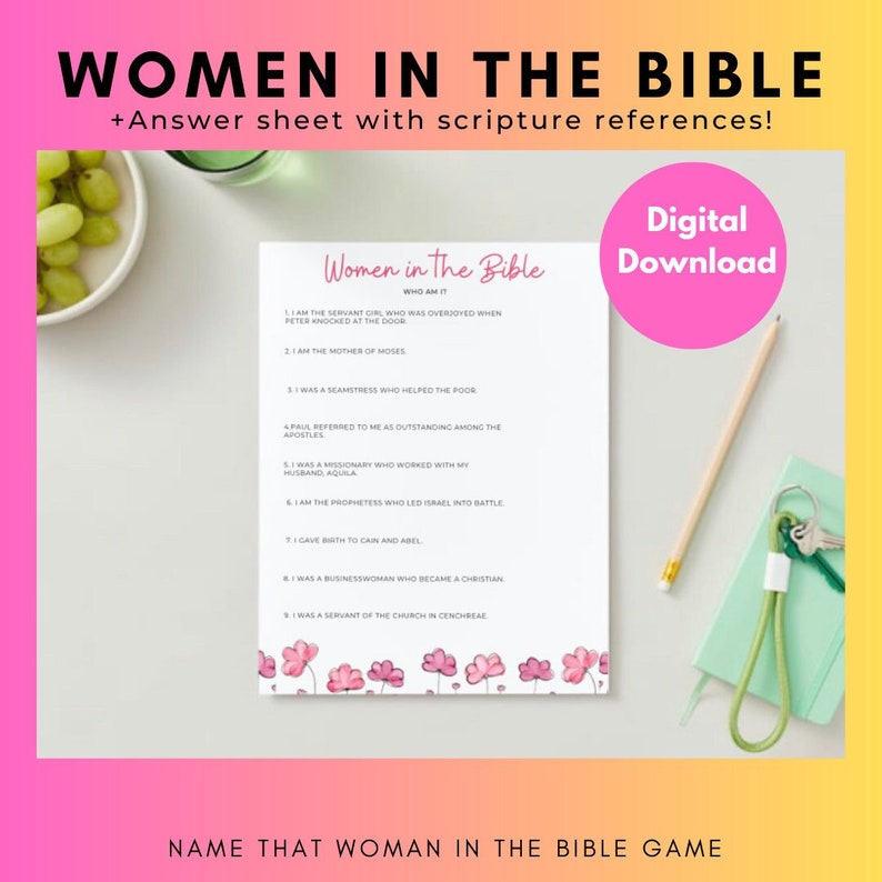 Women in the Bible Trivia Game: Printable Church Activity (digital ...