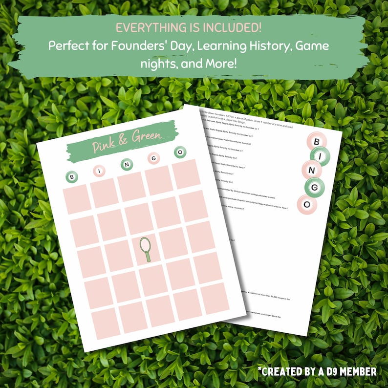Alpha Kappa Alpha Bingo Game: AKA Founders Day Activity (digital ...