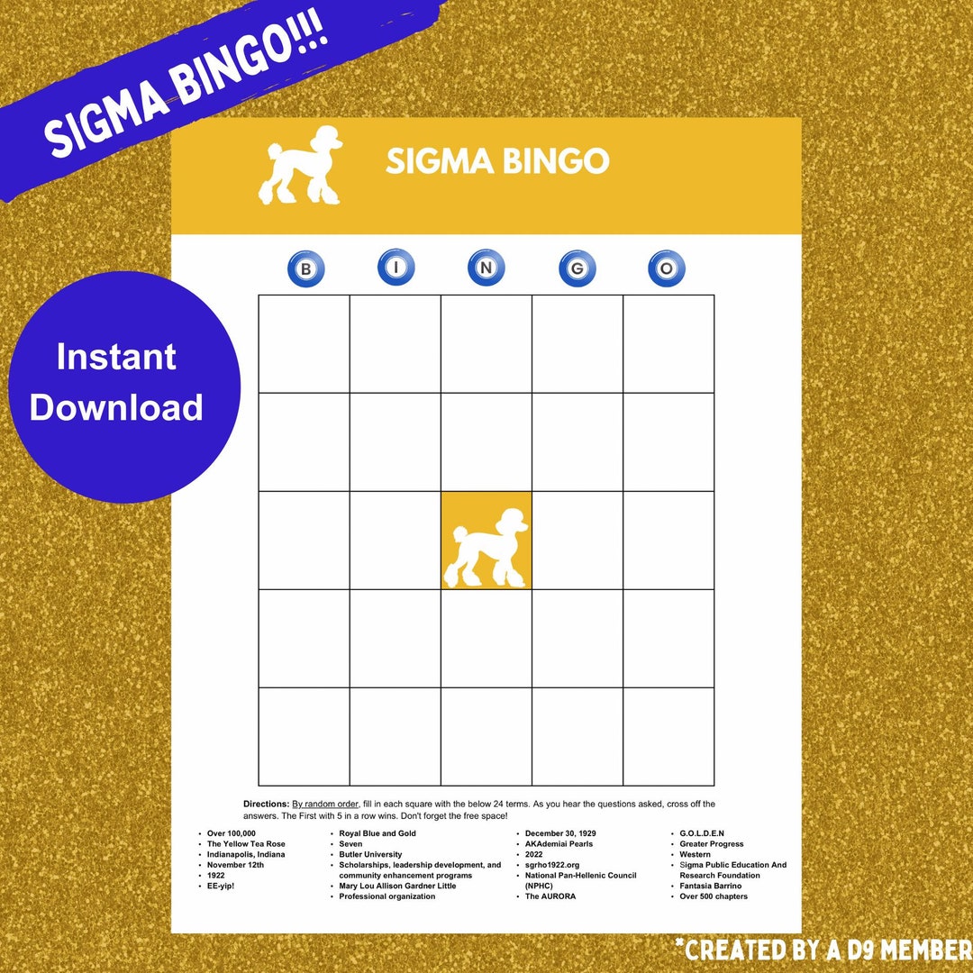 Sigma Gamma Rho Bingo Game: Sgrho Party Icebreaker (printable Download ...