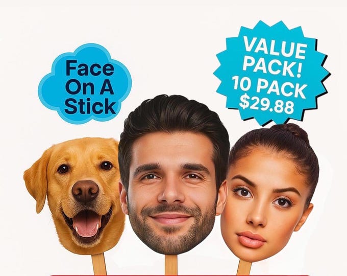 Fun Face Cutout Paddles - Custom Photo Head Cut Out Photo Booth and Fan ...
