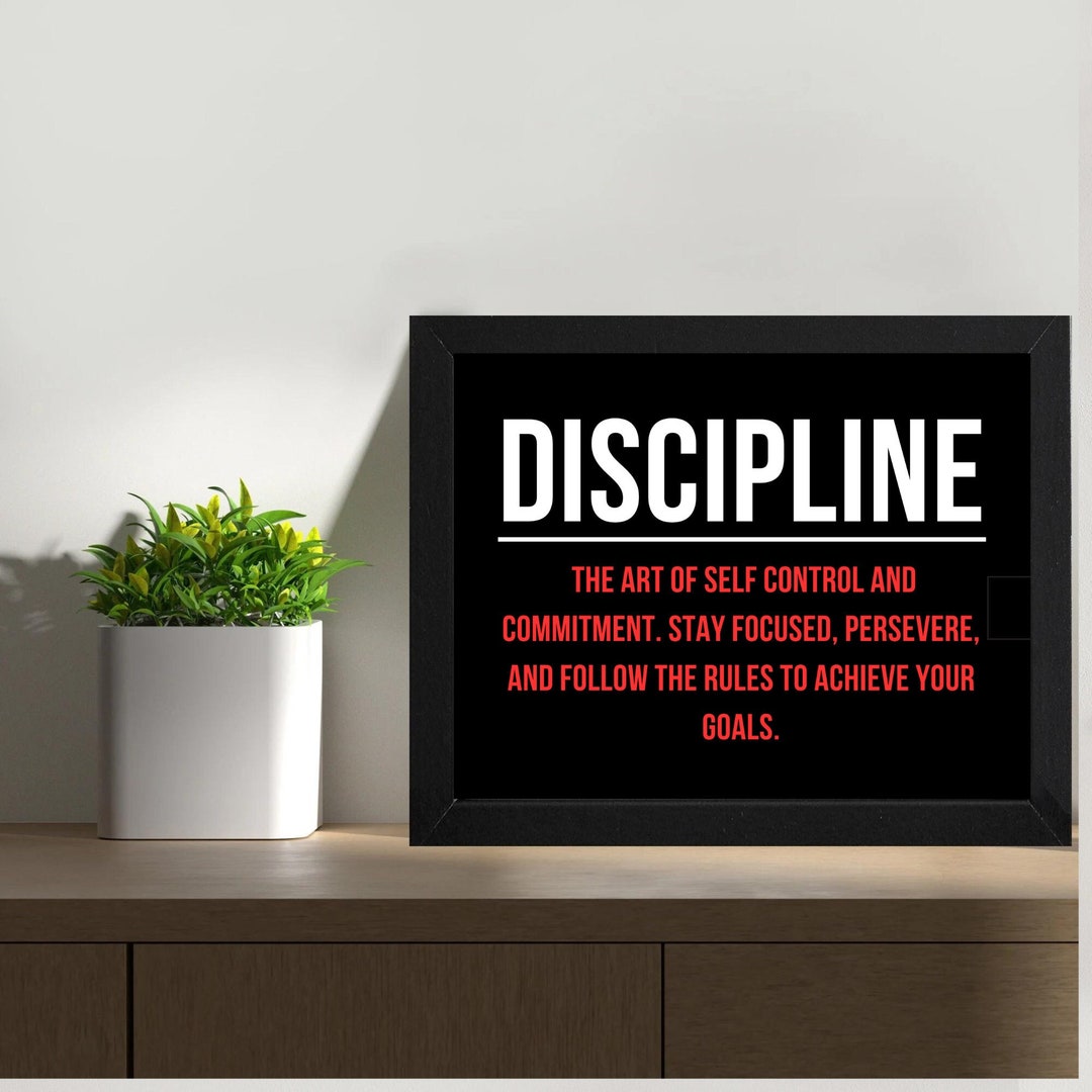 DISCIPLINE Quote Definition Framed Sign - Wall Art Entrepreneur ...